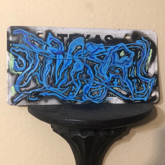 Art | Graffiti Art On Metal Texas License Plate Painting | Poshmark
